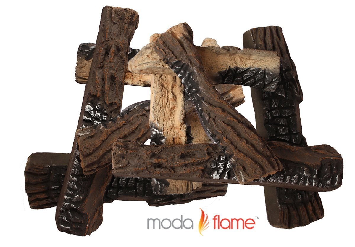 Moda Flame Set of 10 Ceramic Wood Fireplace Logs free image download