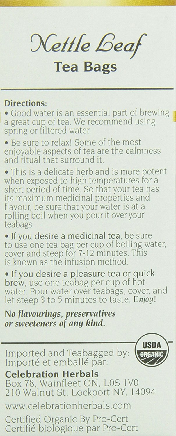 Celebration Herbals Organic Nettle Leaf Tea Caffeine Free, Feuilles D ...