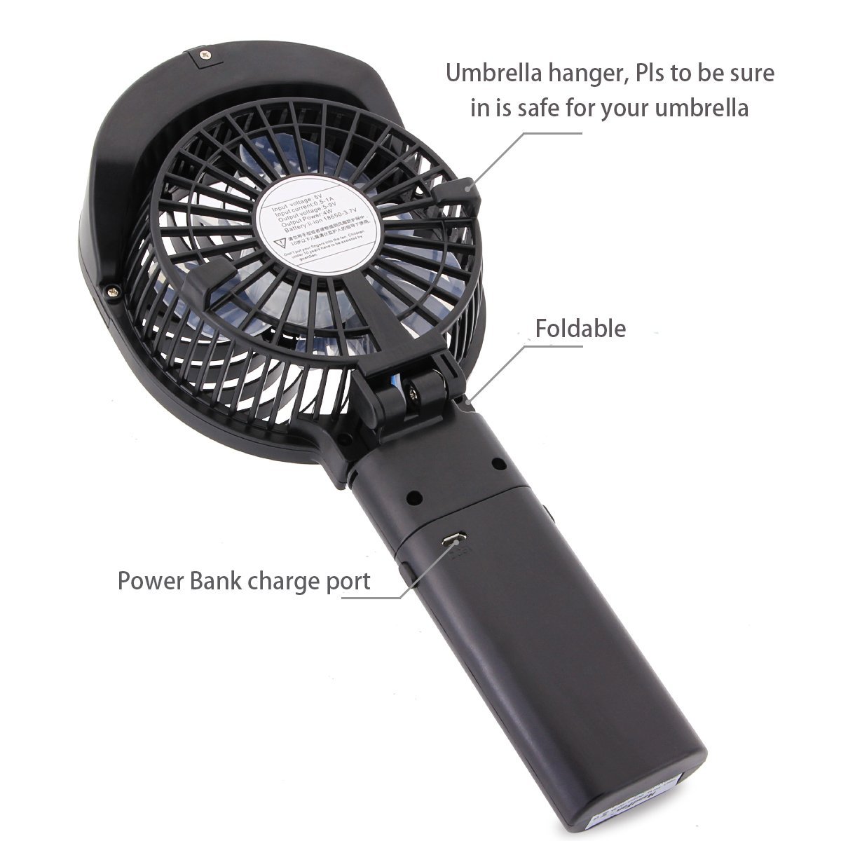 DOIOWN Handheld Portable Table Mini Fan Battery Rechargeable (Blue ...