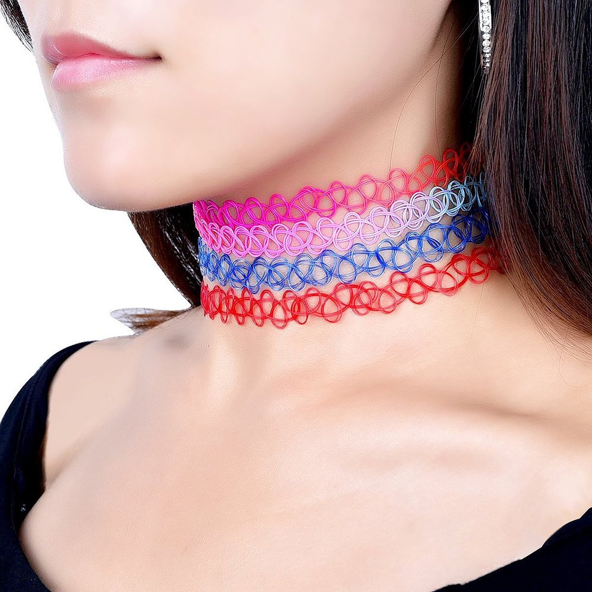 FENICAL Choker Necklace Stretch Gothic Tattoo Henna Elastic Choker Necklace Set 12-Pack free ...