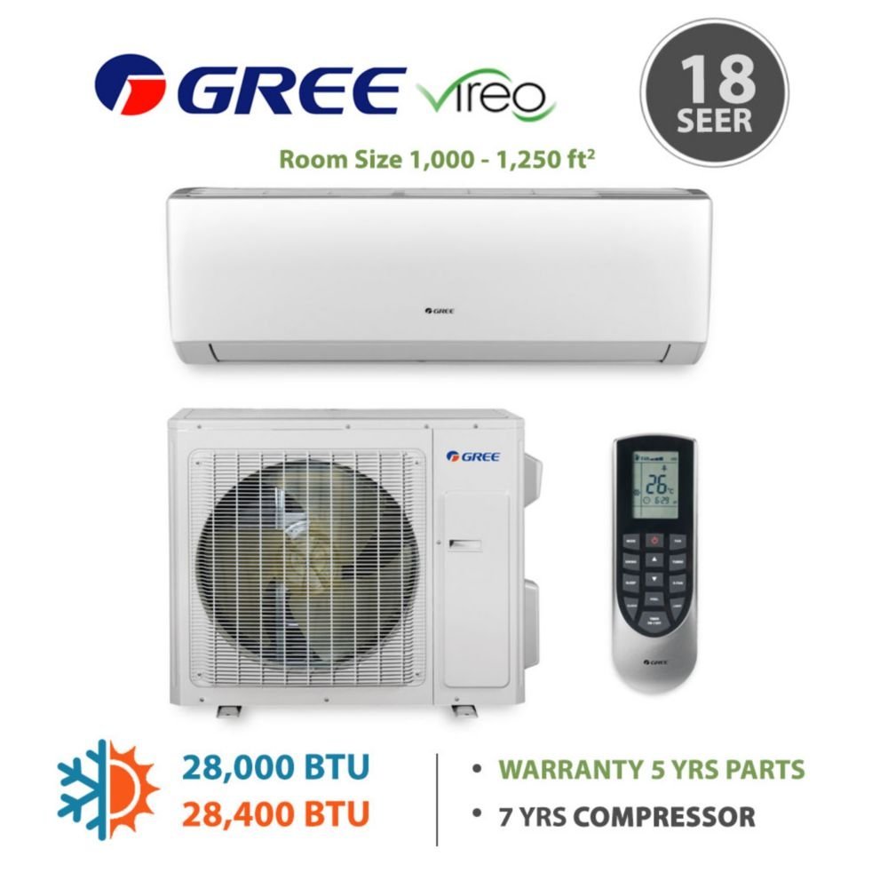 Gree Vireo 24 000 Btu Wall Mounted Ductless Mini Split Heat Pump System