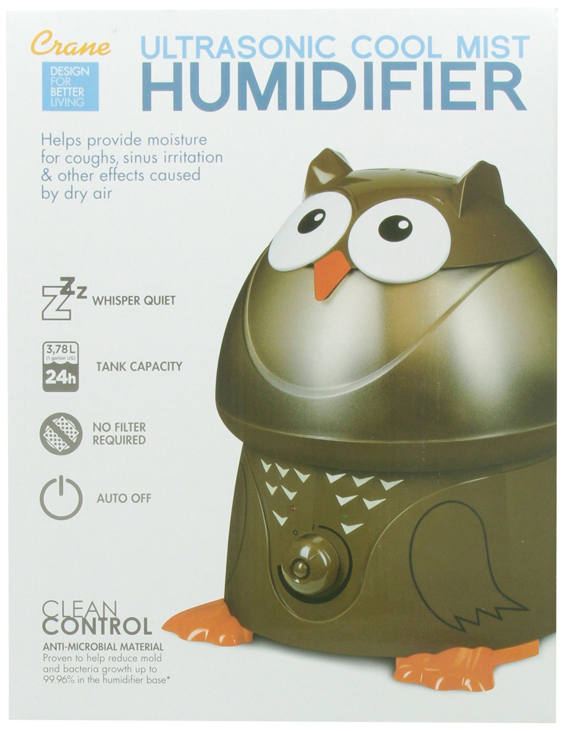 Crane Adorable Ultrasonic Cool Mist Humidifier with 2.1 Gallon Output ...