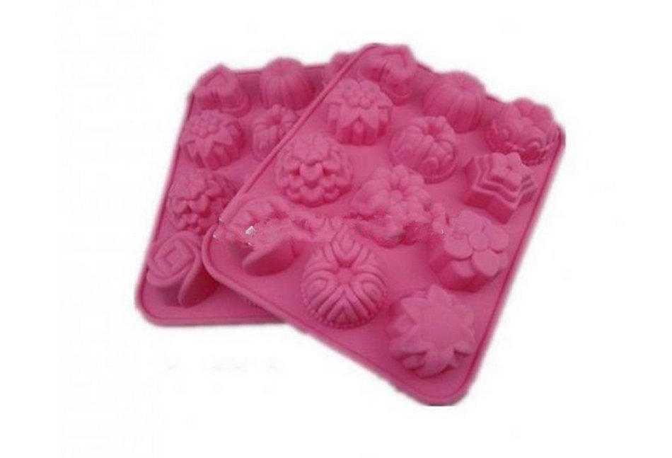 SHINA 12 Flowers Style Silicone Tray Mold Cake Fondant Mould Cupcake ...