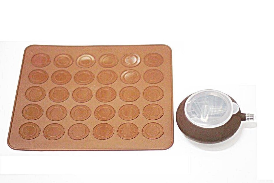 30-cavity Silicone Macaron Chocolate Pastry Cake Mats With Batter ...