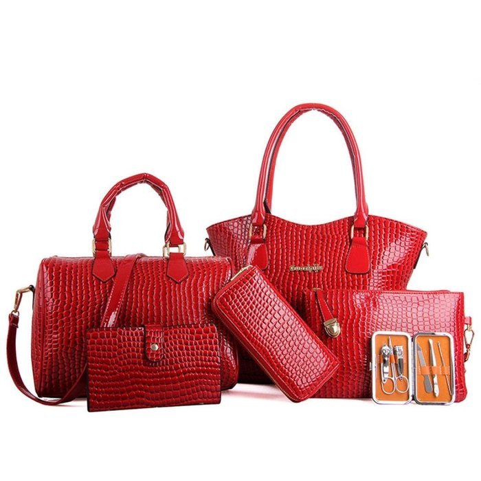 AutumnFall Womens 6 Pcs Shoulder Bags Top-Handle Handbag Tote Purse Set ...