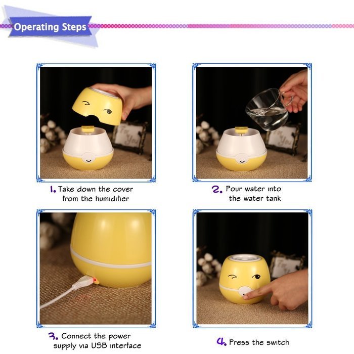 Anself USB Cool Mist Humidifier, Whisper-quiet Operation Air Cleaning ...