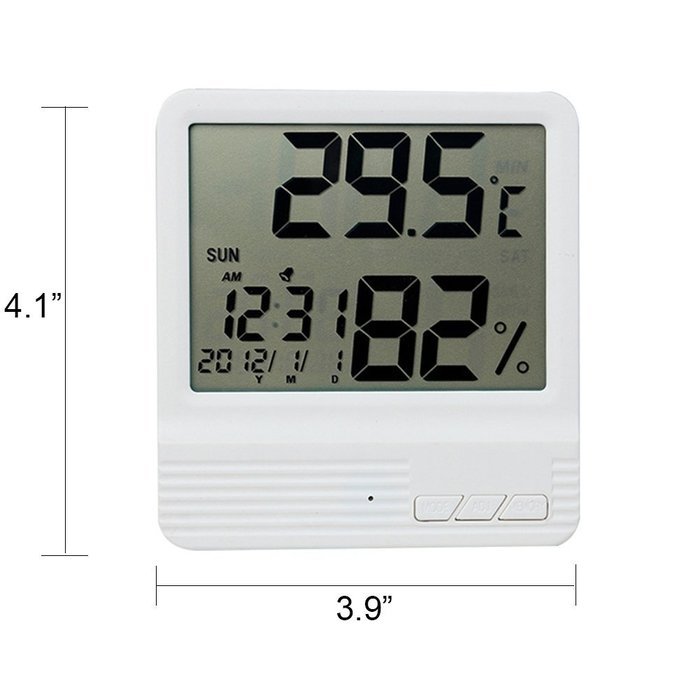 A.B Crew Large LCD Screen Digital Thermometer Hygrometer with Alarm ...