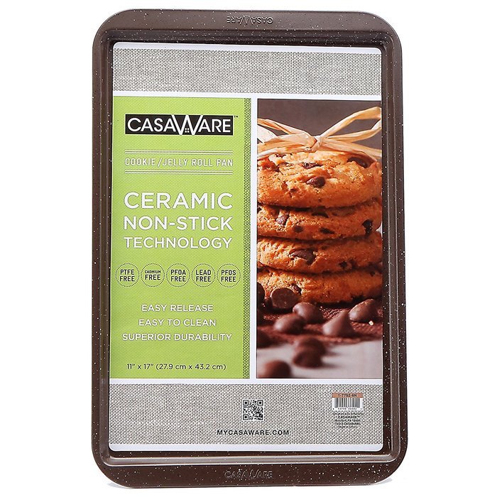 CasaWare Ceramic Coated NonStick Cookie/Jelly Roll Pan 11"x17" (Silver ...