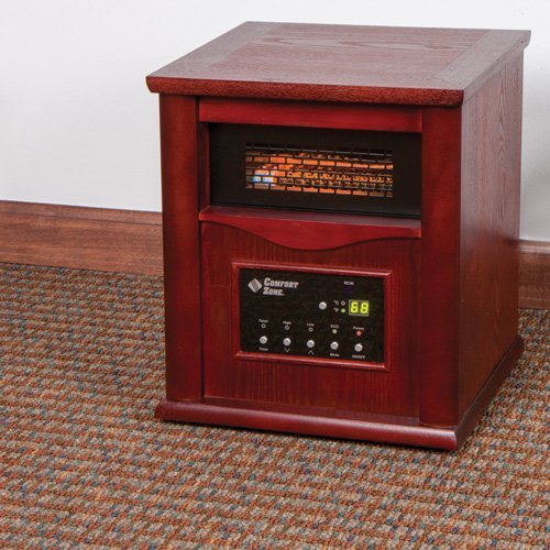 Comfort Zone CZ2032C Infrared Quartz Wood Cabinet Heater, 16", Cherry ...