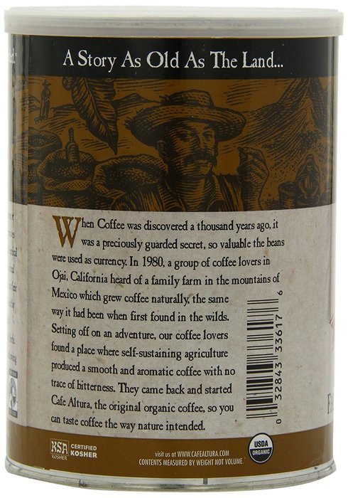 Cafe Altura Ground Organic Coffee, Regular Roast, 12 Ounce (Pack of 3 ...