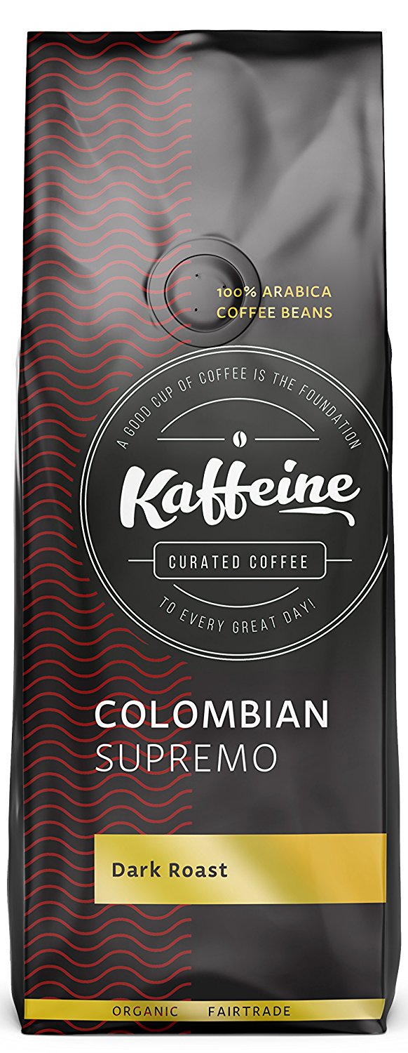 Kaffeine Koffee Organic Colombian Supremo Dark Roast Ground Coffee (2 ...