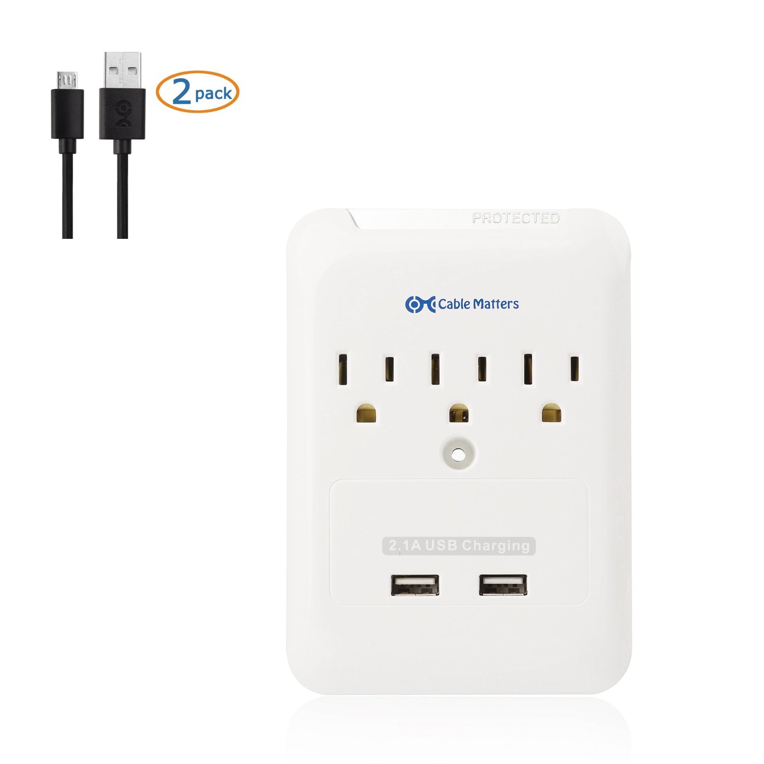 Cable Matters 3-Outlet Power Surge Protector with 4 USB Charging Ports ...