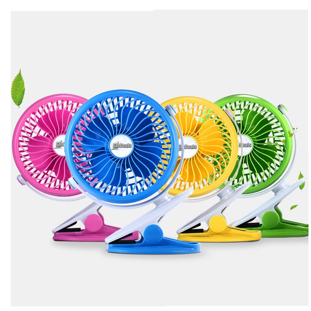 Glodeals USB Mini Clip-on Portable Fan Rechargable Li Battery 360 ...