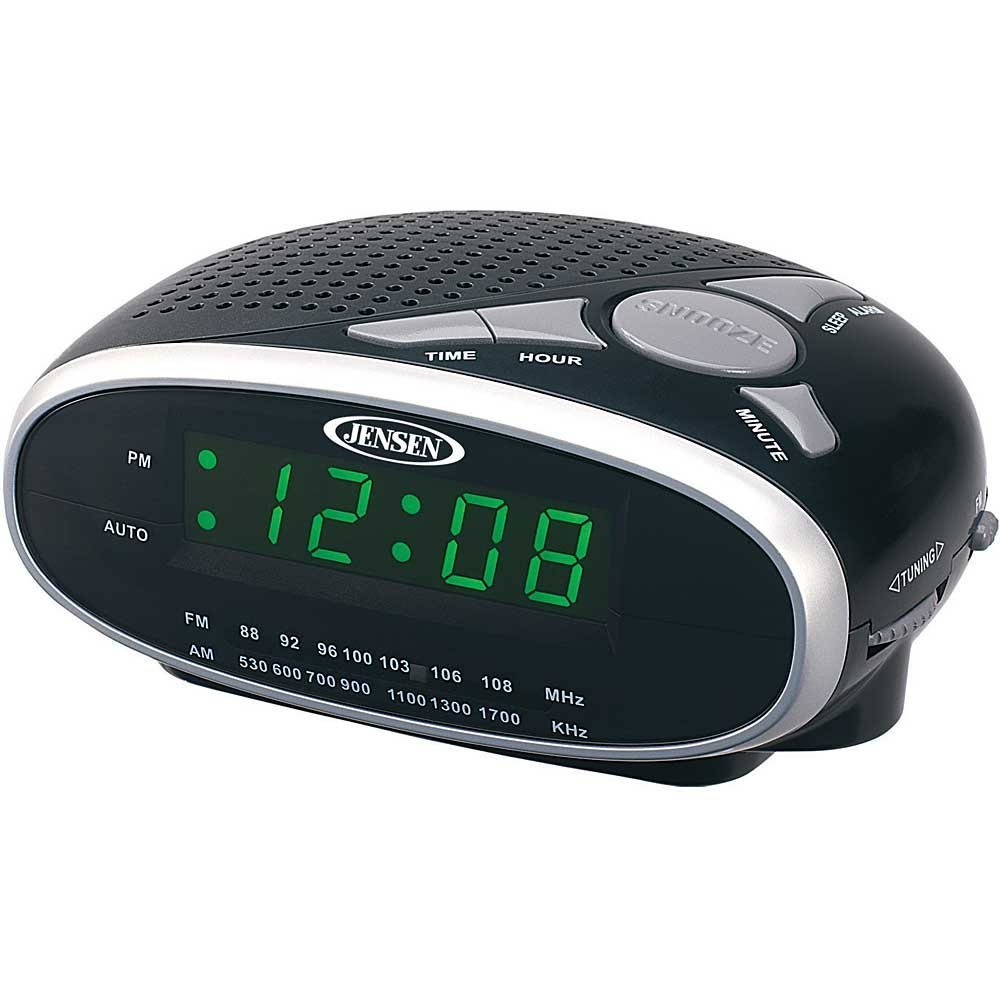 Jensen Compact AM/FM Dual Time Projection Alarm Clock Radio with Large ...