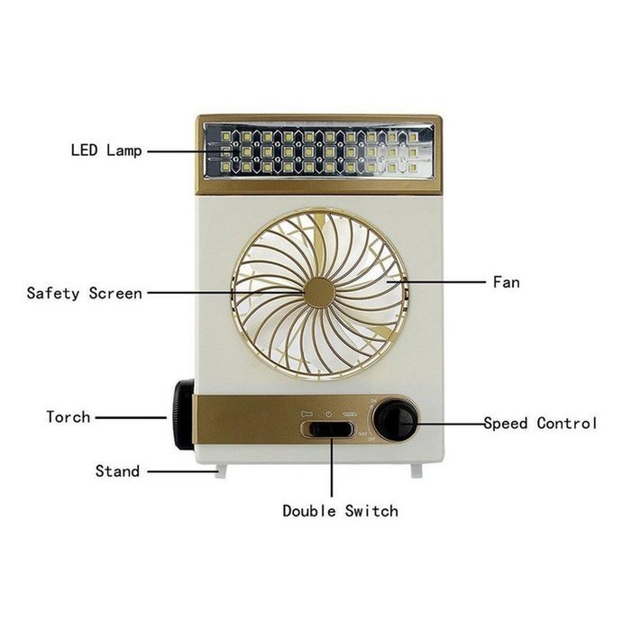 SATOSHI Multi-functional Solar Cooling Table Fans LED Table Lamp ...