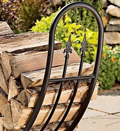 Plow & Hearth Curved Wood Rack with Decorative Finials - Powder Coated ...