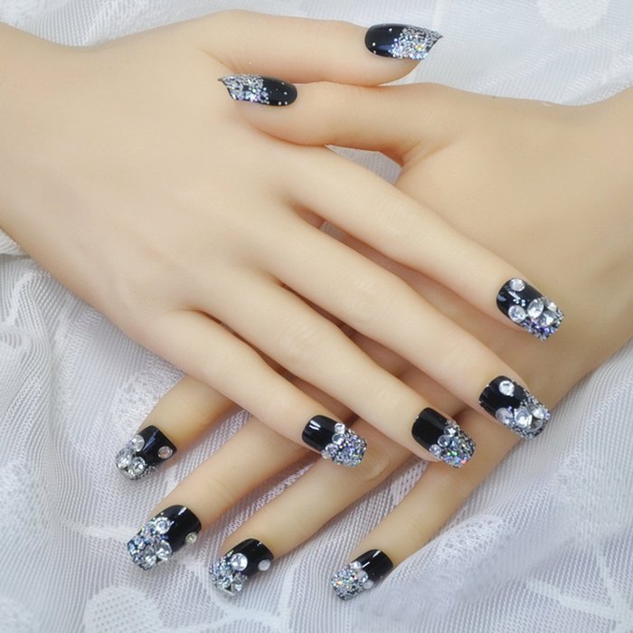 EVTECH(TM) 24 Pcs Nail Decals Floral Bowknot Pearl Diamond Rhinestone ...