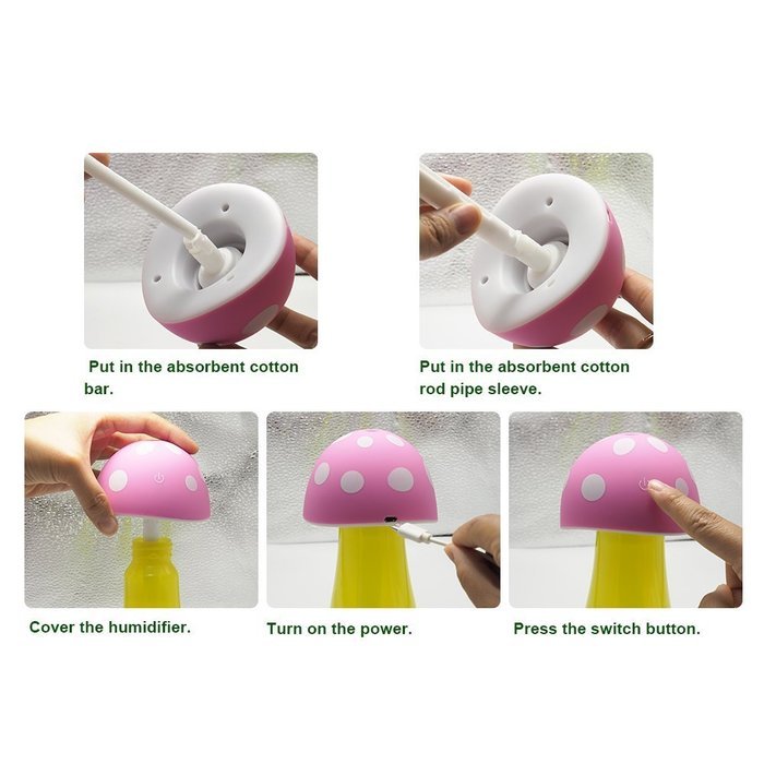Fasthorse Mushroom Lamp Humidifier Portable USB Aromatherapy Aroma ...