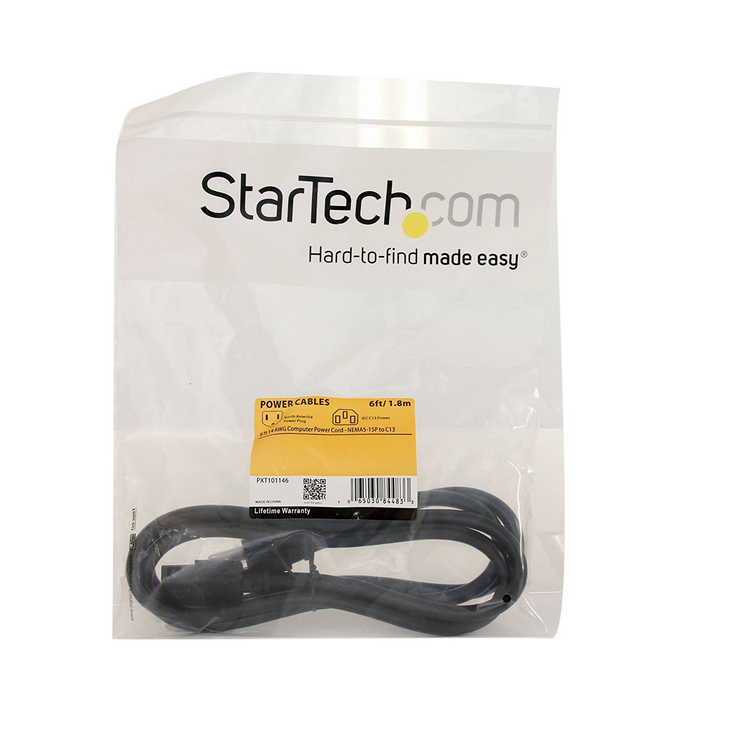 StarTech.com PXT101_10 10-Feet Standard Computer Power Cord - NEMA5-15P ...