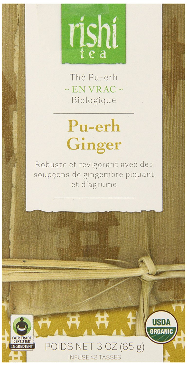 Rishi Tea Organic Pu-erh Ginger Loose Tea, 3 OZ (85g) box N5 free image ...