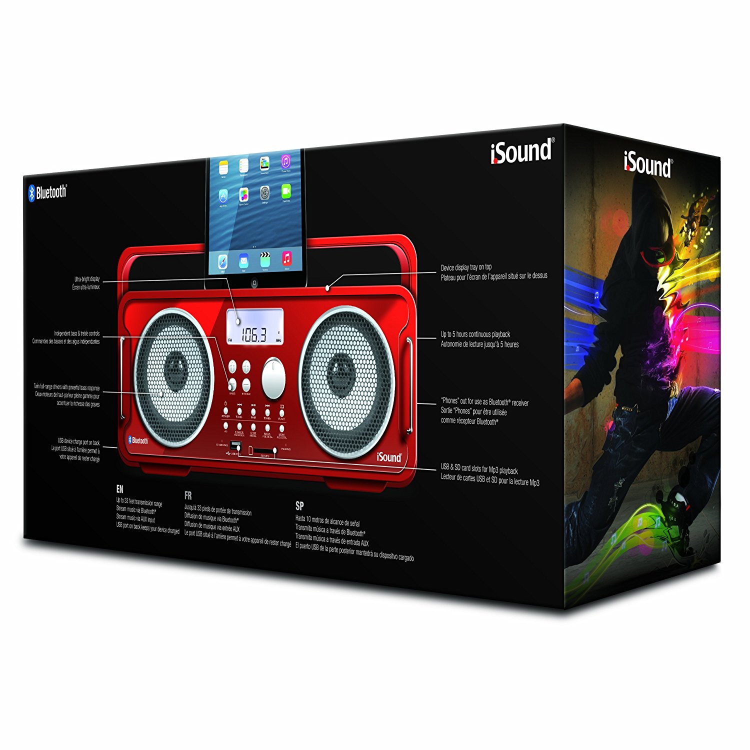 ISound BT-4000 Wireless Boombox (red) N5 free image download