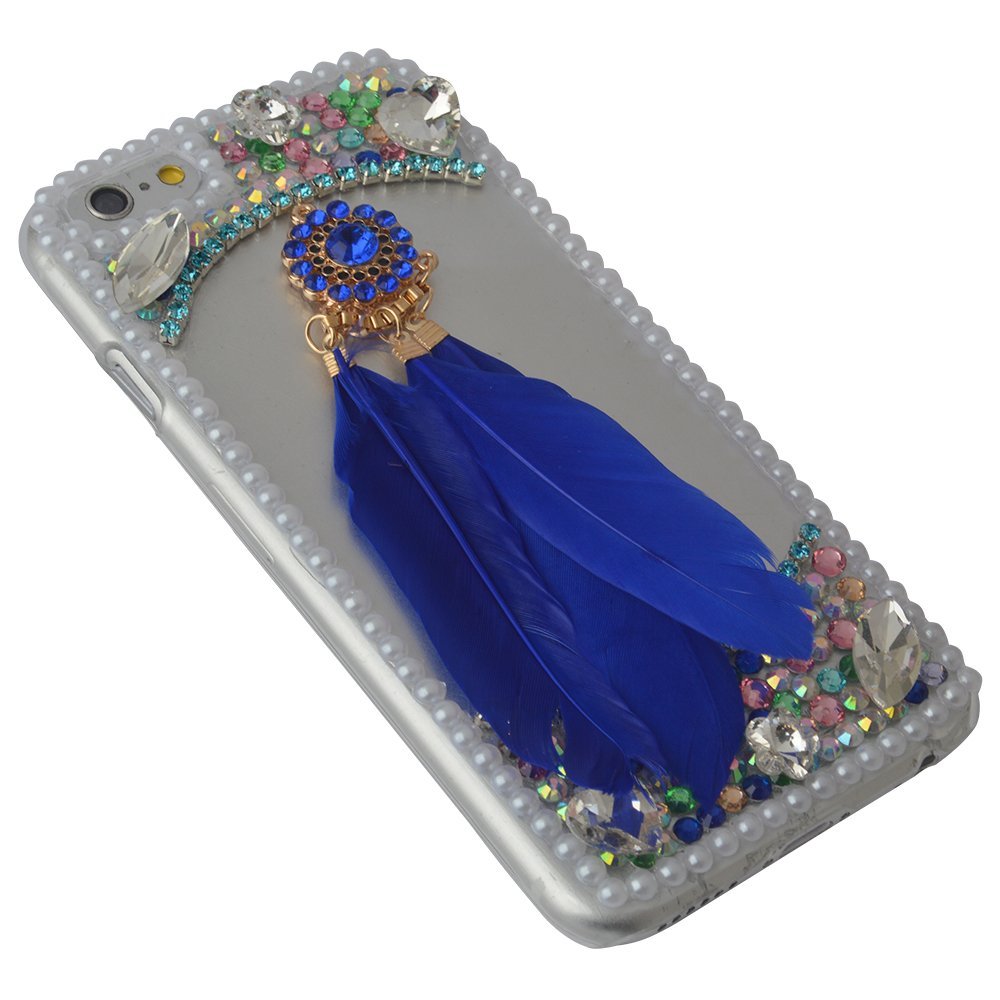 HTC Desire 626 Case,Yaheeda 3D Pearls Sparkle Plume Feather Chain ...