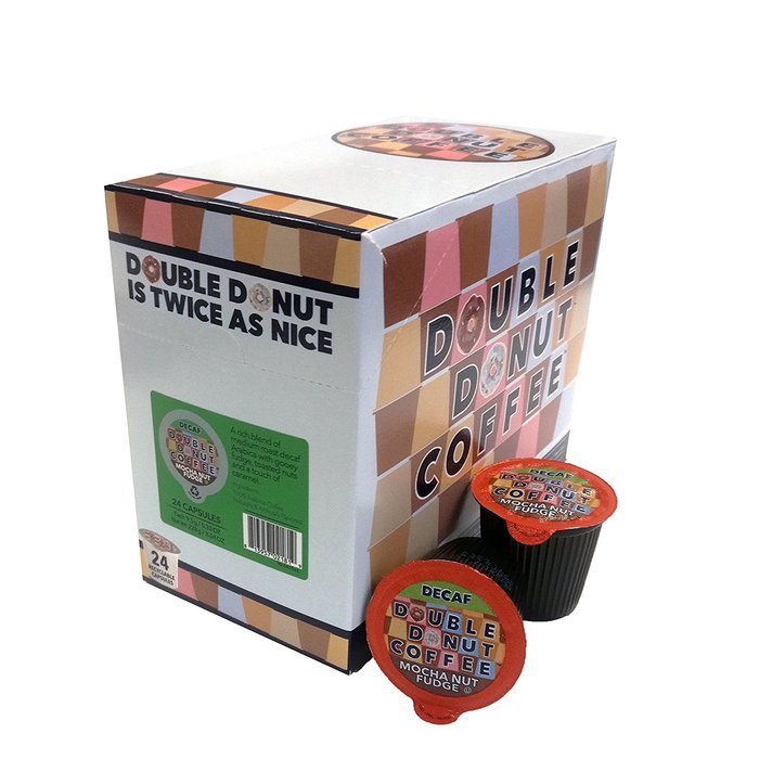Double Donut Coffee Decaf Mocha Nut Fudge Flavored Coffee Single Serve ...