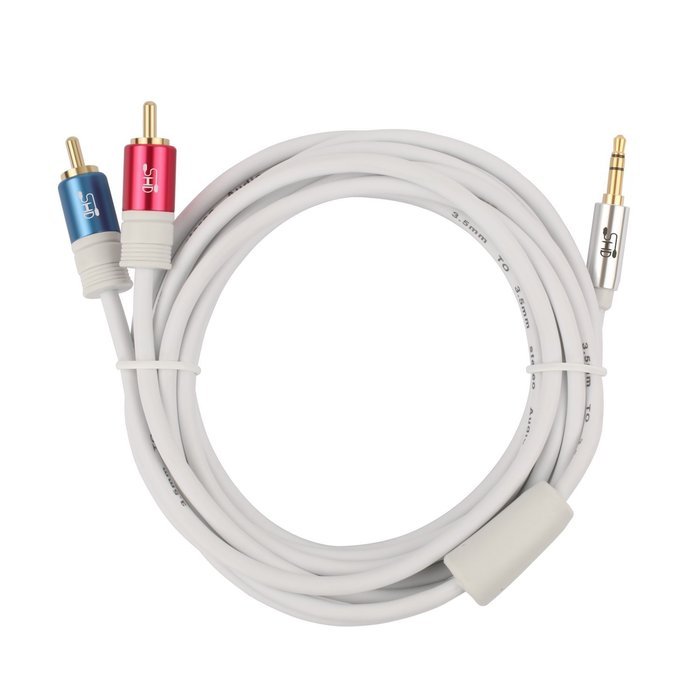 Super HD 3.5mm Aux to 2RCA Y Splitter Stereo Audio Cable Male Type OFC ...