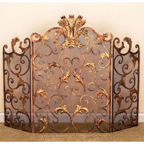 Antique Gold Scroll Leaf Firescreen with Mesh free image download