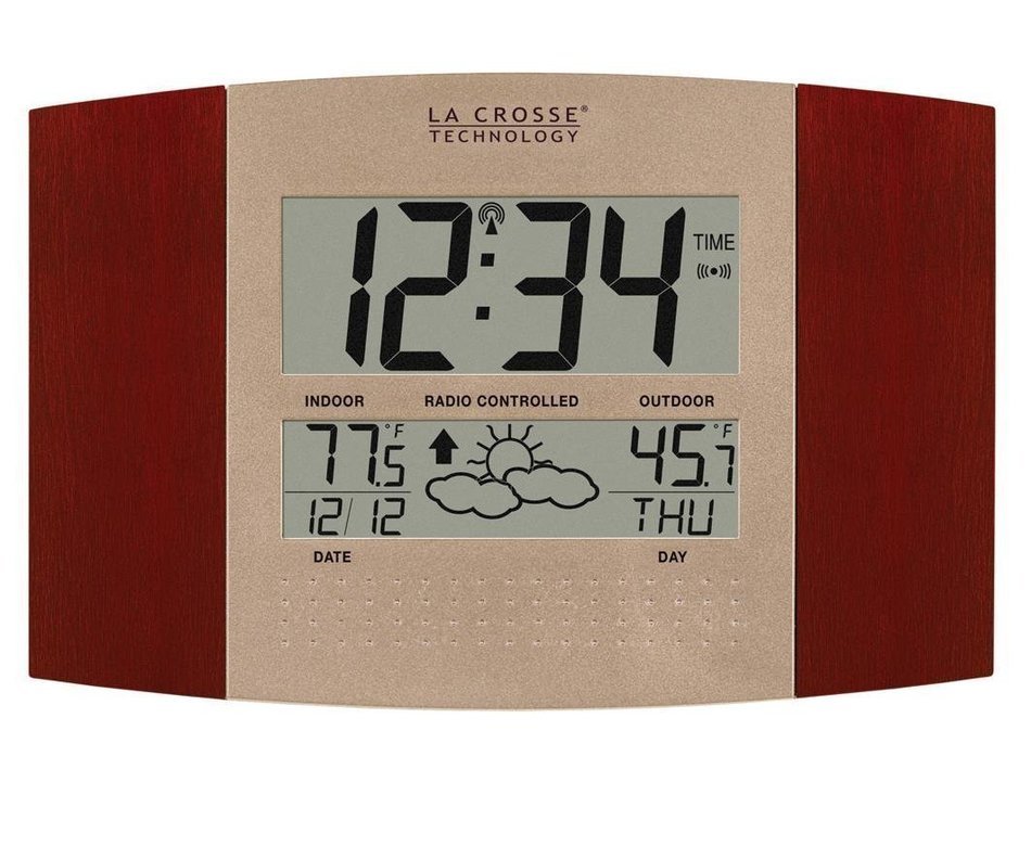 La Crosse Technology WS-8157U-CH-IT Atomic Clock with Outdoor Temperature and Weather Forecast ...