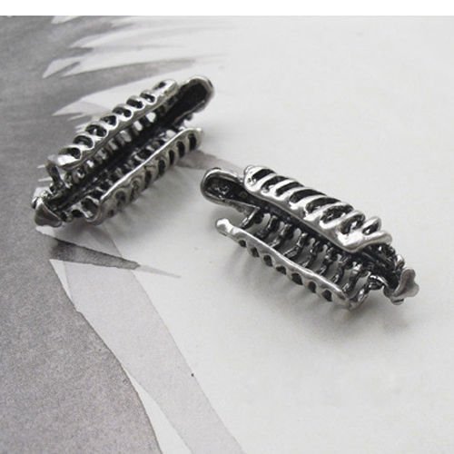 Silver Spine Ear Cuff Gothic Emo Punk Skeleton Rib Cage Wrap N2 free ...