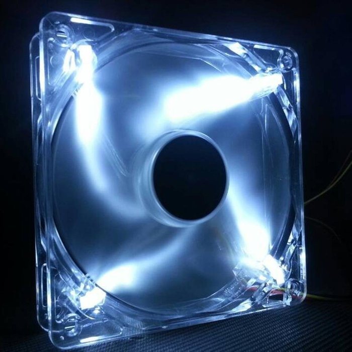 AMA(TM) Blue Quad 4-LED Light Neon Clear PC Computer Case Cooling Fan ...