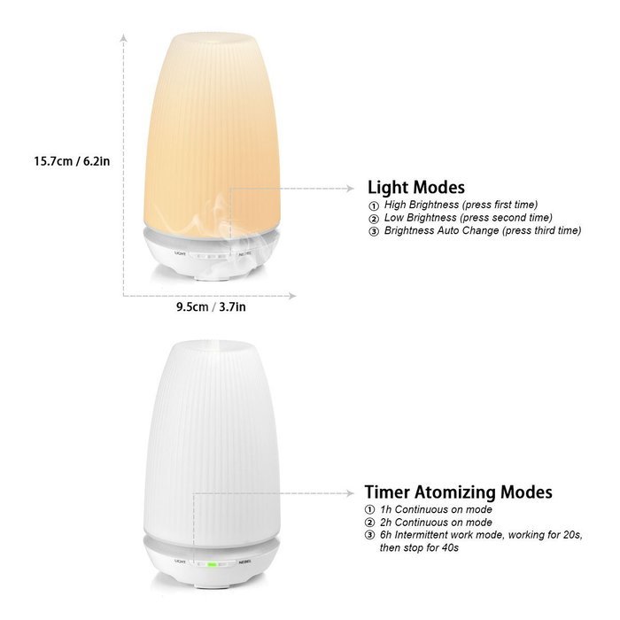 DDSKY Ultrasonic Air Humidifier Aromatherapy LED Light Aroma Diffuser ...