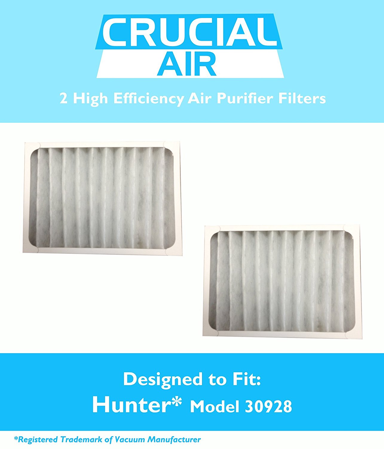 2 Hunter 30928 Air Purifier Filters, Fits Hunter Models 30057, 30059 ...