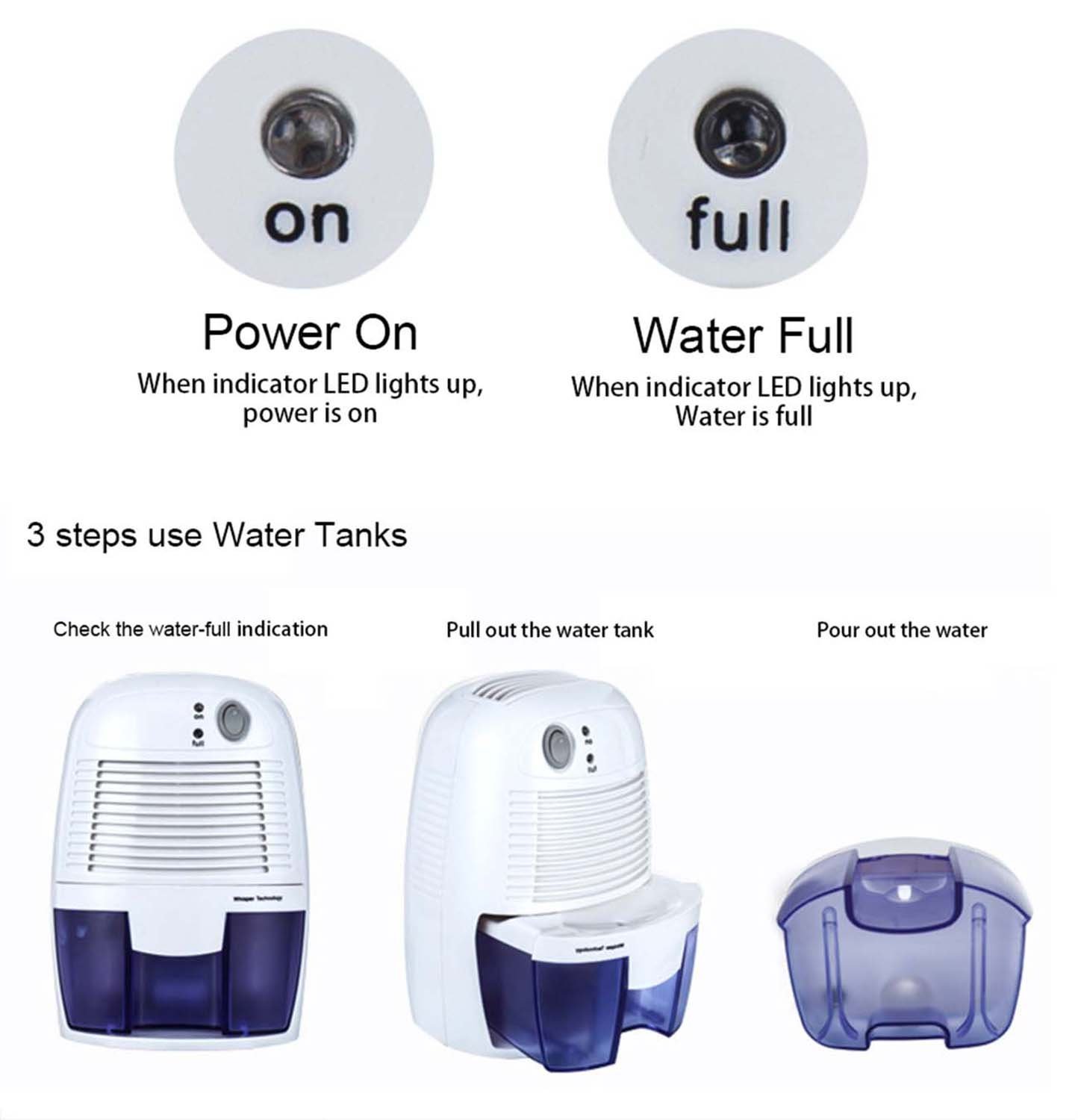 Fanhao 500ml Compact Mini Air Dryer Dehumidifier for Home,Bedroom ...