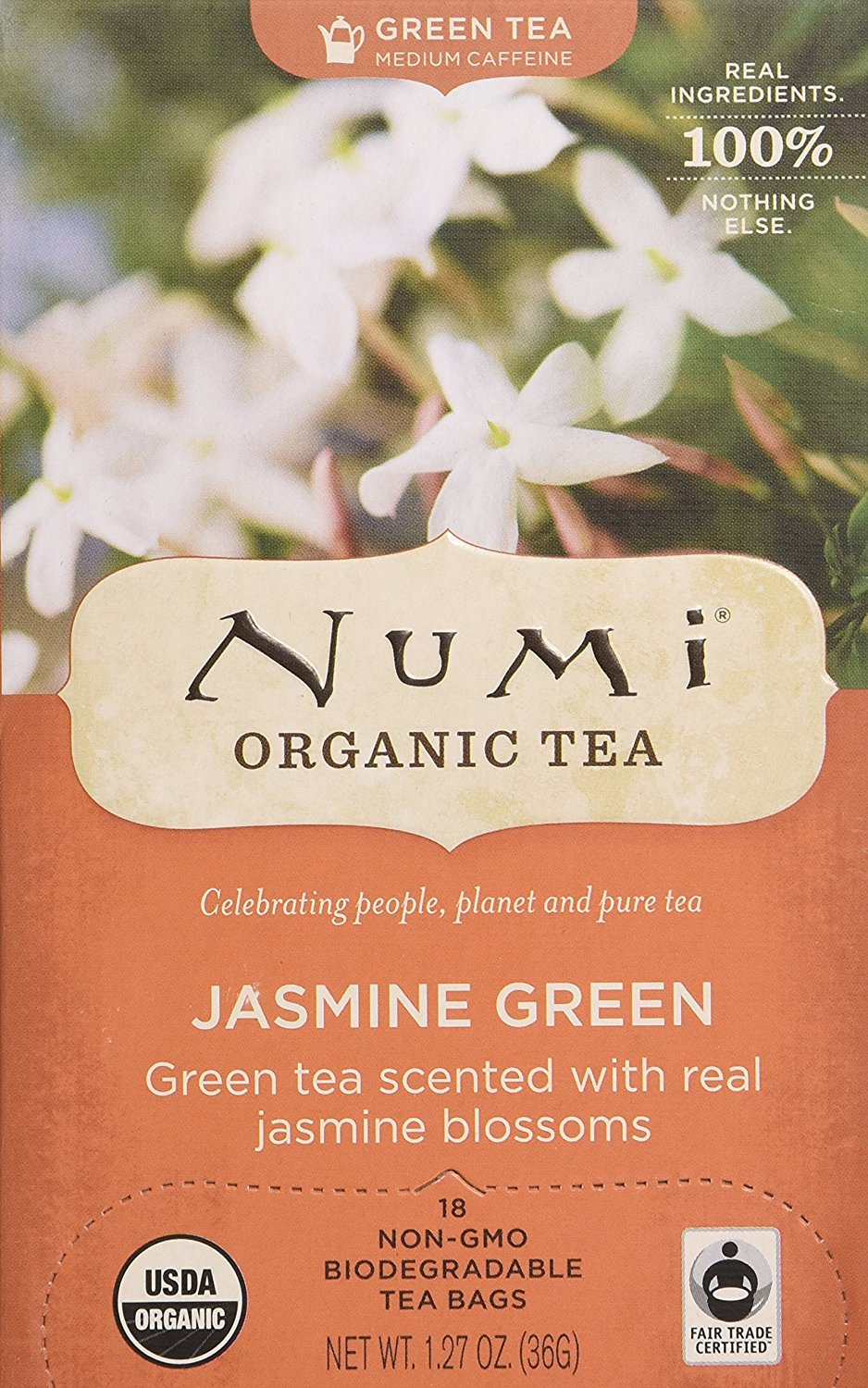 Numi Organic Tea Monkey King, Full Leaf Jasmine Green Tea in Teabags ...