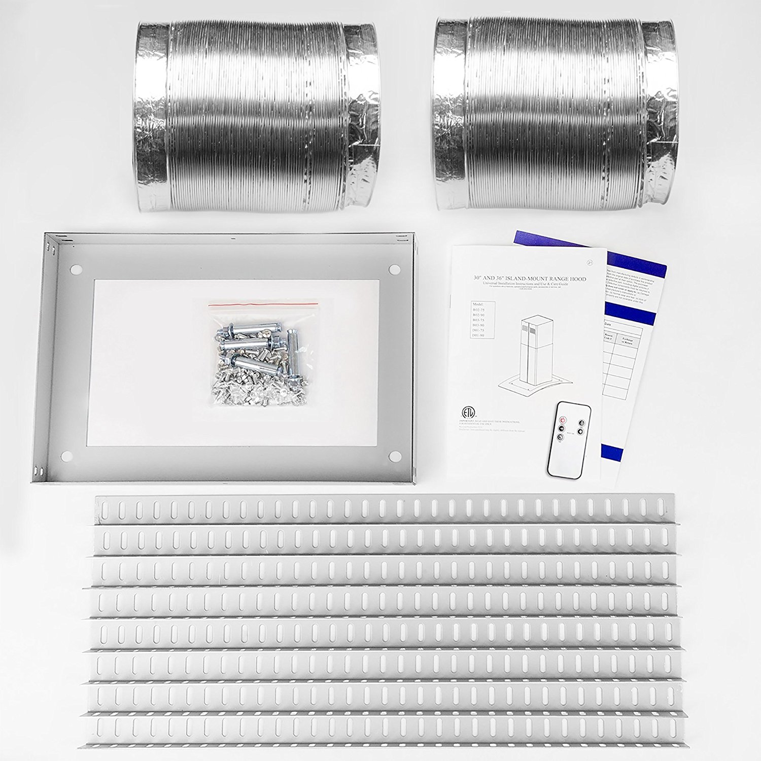 AKDY 48" Touch Control LED Display Removable Baffle Filters Stainless ...