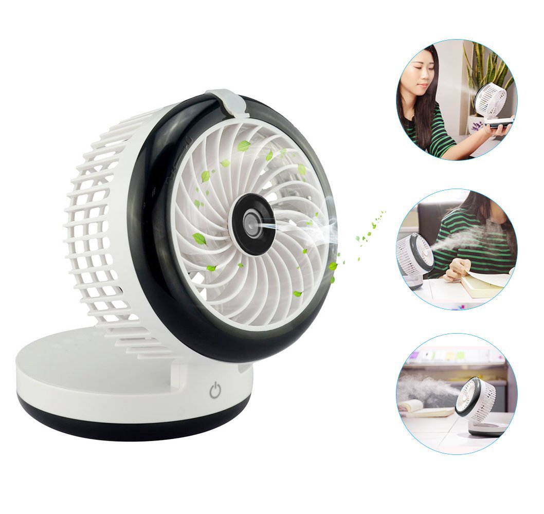 HJIAN Portable Mini Misting Fan Table Fans Humidifier Fan Portable ...