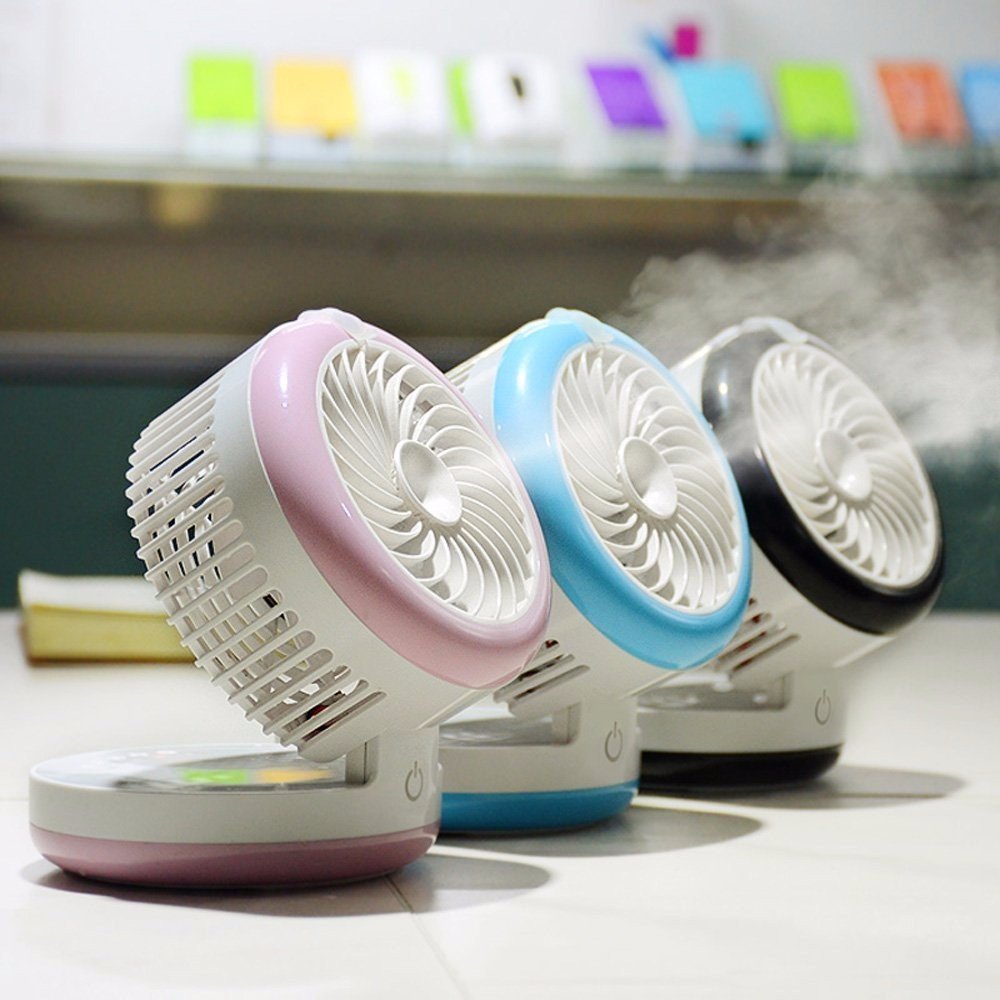 HJIAN Portable Mini Misting Fan Table Fans Humidifier Fan Portable ...