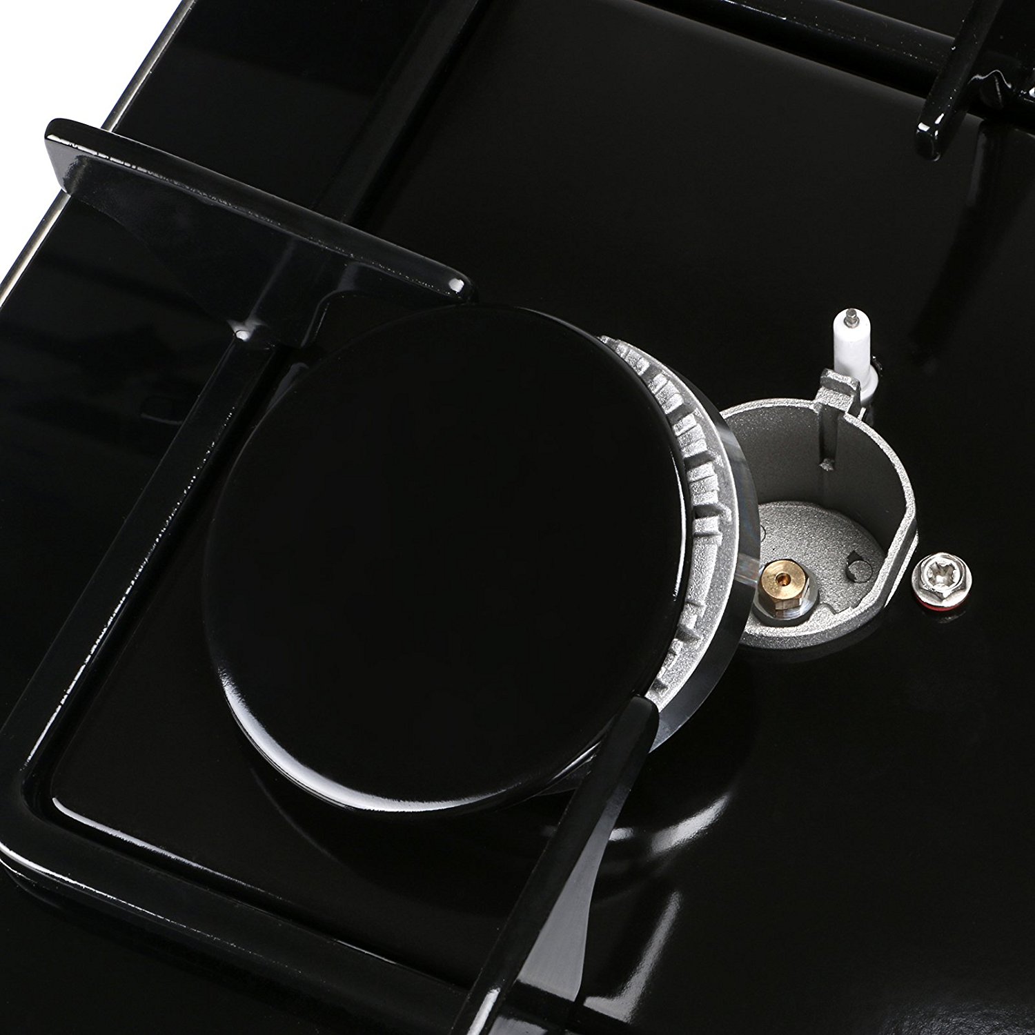 Euro Style 28" Black Glass 4 Burner Built-In Stove NG Natural Gas ...