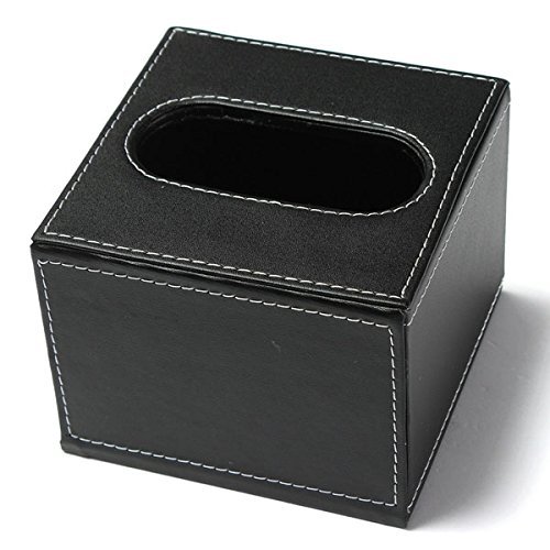 Black PU Leather Square Home Office Car Tissue Paper Box N2 free image ...