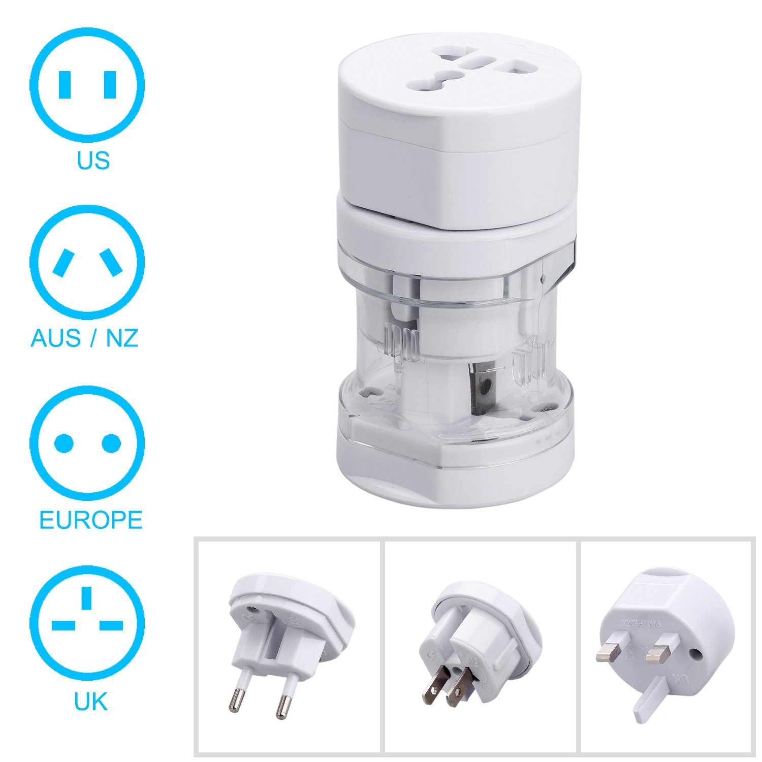 FlePow Portable Power Strip Surge Protector Travel Charger with 2 AC ...