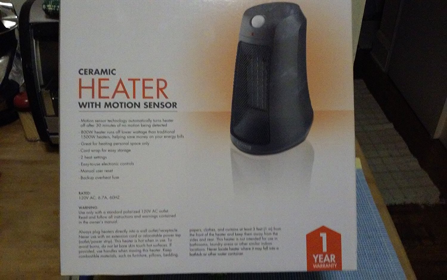Ceramic Heater with Motion Detector (5.5 x 7.6 x 9.5, Black) N3 free ...