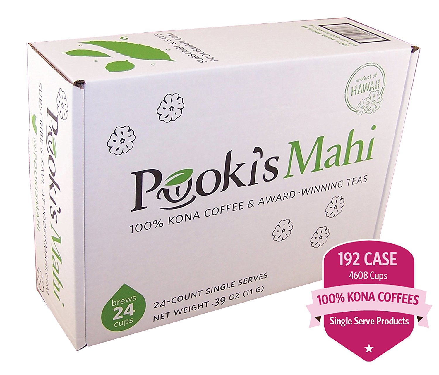Pooki's Mahi 100% Kona Coffee, Peaberry, Single Serve for Keurig K-Cup ...