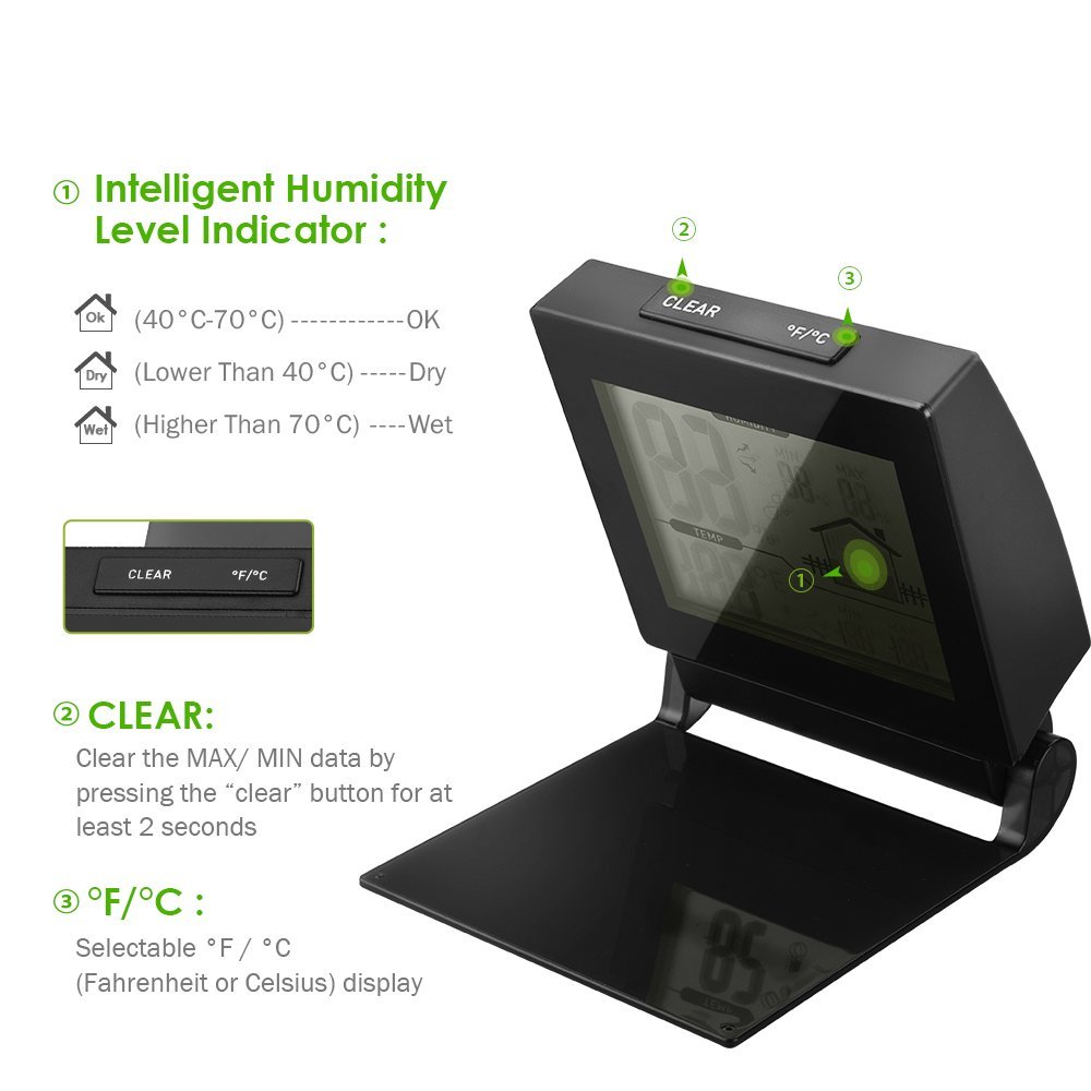 Pictek Hygrometer and Thermometer, Digital Wireless Indoor Hygrometer ...