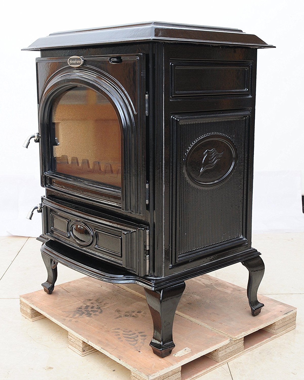 HorseFlame Cast Iron Freestanding Wood Burning Stove HF717UAE Enamel ...