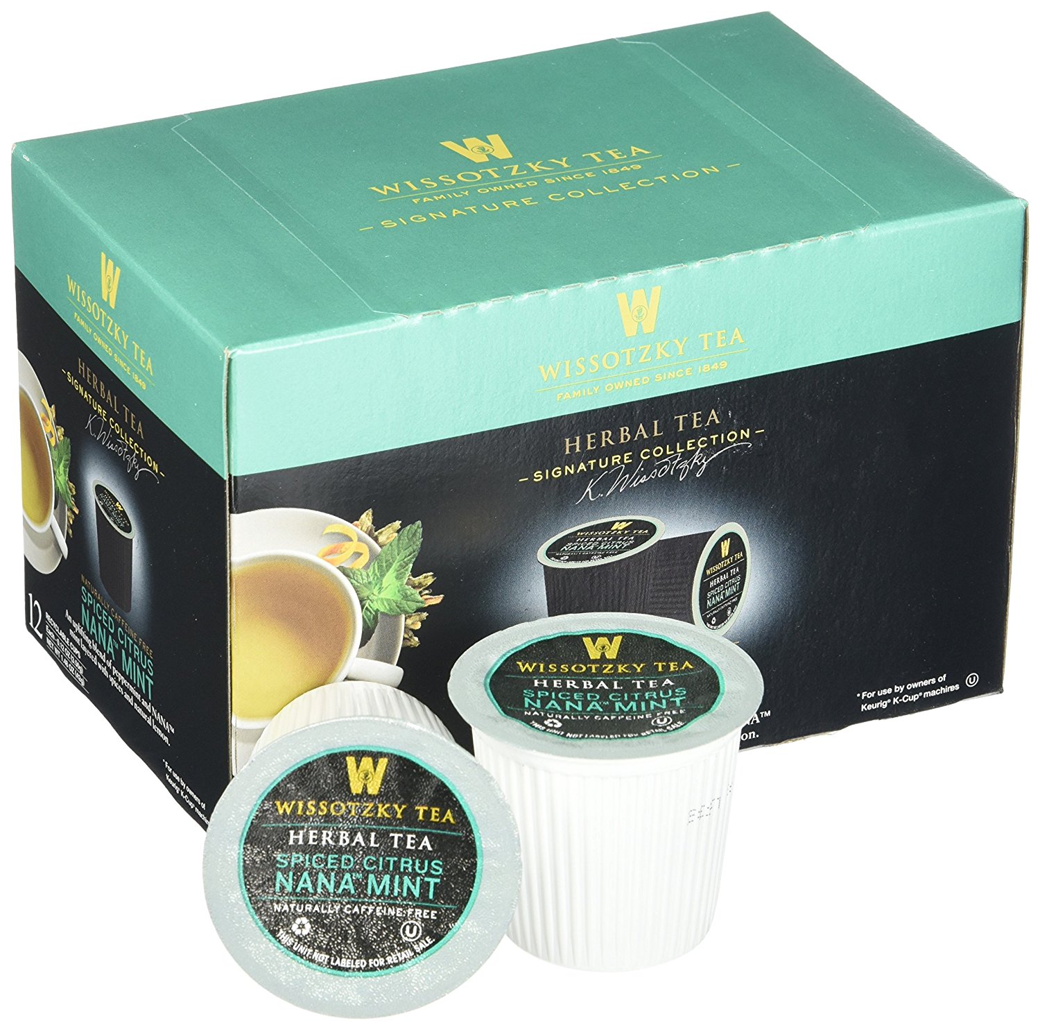 Wissotzky Tea Spiced Citrus Nana Mint Herbal Single Serve Cups for Keurig K Cups, 12 Count N68 ...