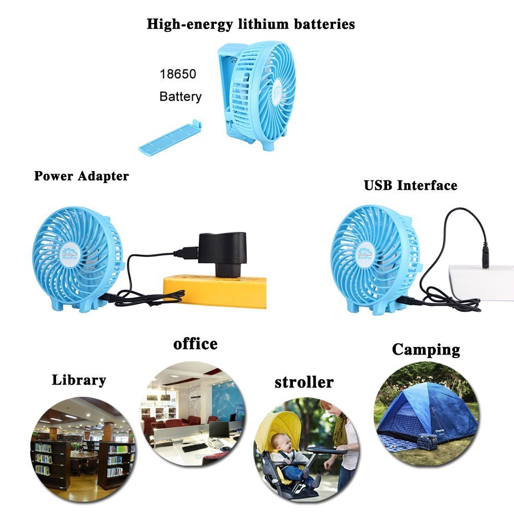 Portable Battery Fan USB Mini Personal Rechargeable Handheld Fan with ...