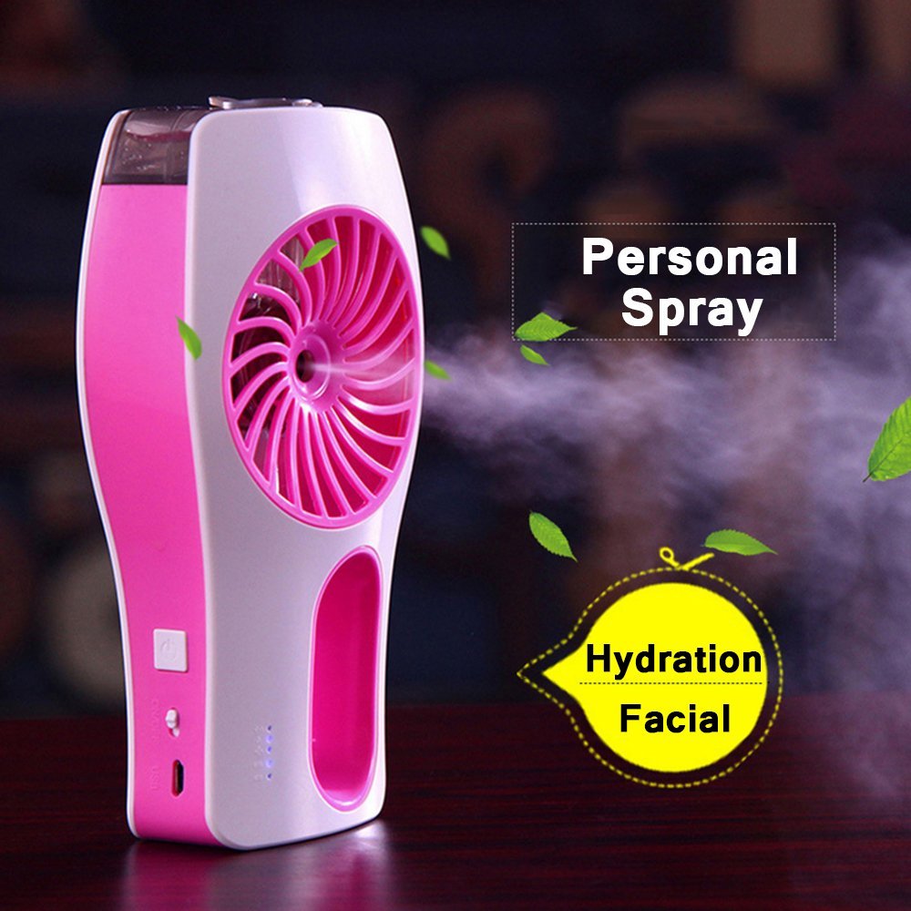 TANYHI Handheld USB Recharge Fan Facial Humidifier Mist Water Spray ...