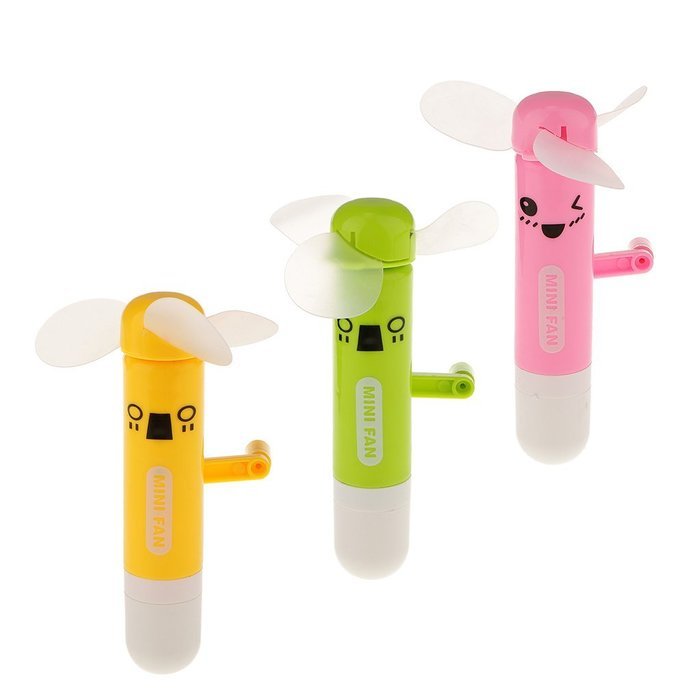 Safe Portable Hand Crank Mini Fan Travel cooling Kids Toy-Yellow N6 ...